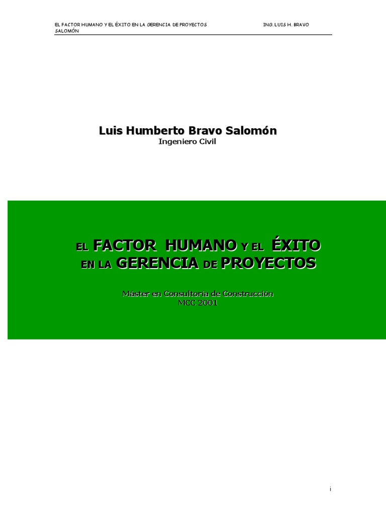 El Factor Humano y El Exito en La Gerencia de Proyectos | PDF | Las emociones | Motivacional