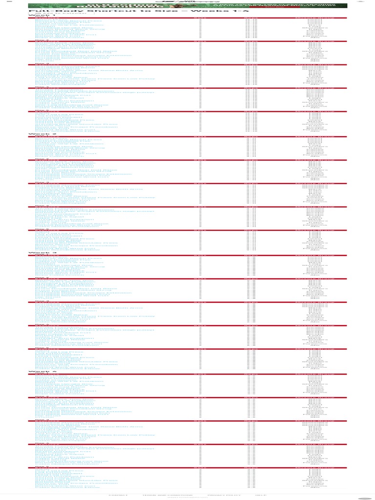 Full-Body Shortcut to Size – Weeks 1-4 | PDF | Weight Training | Human ...