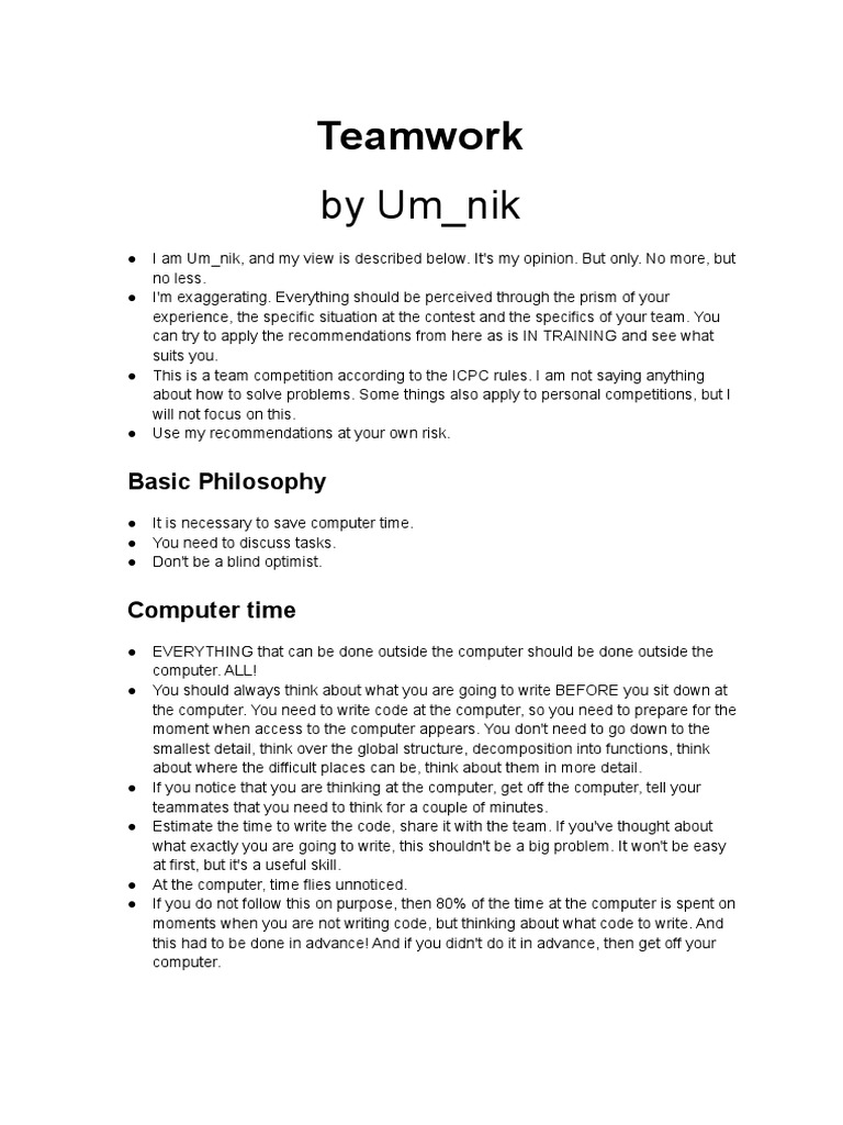 Teamwork (Um - Nik) | PDF | Debugging | Software Engineering