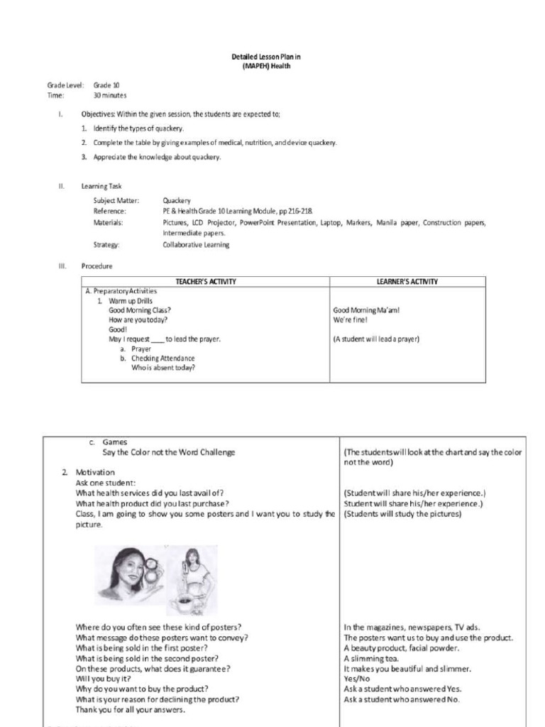 5a Lesson Plan | PDF