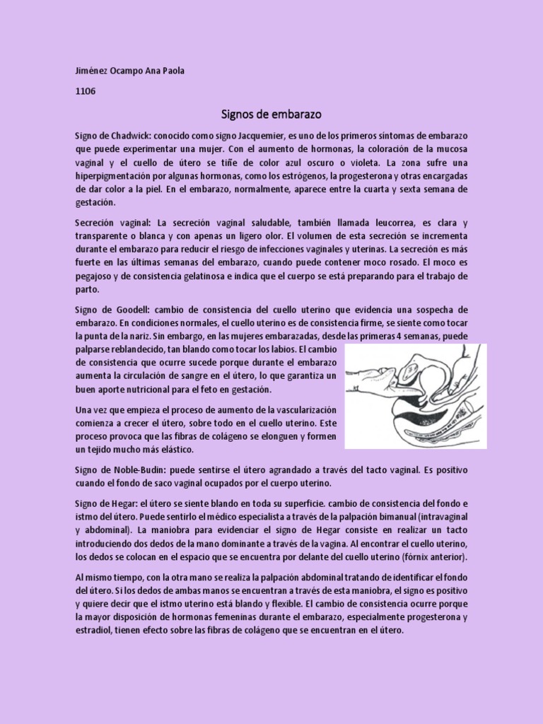 Signos de embarazo: Chadwick y Goodell | PDF | El embarazo | Vagina