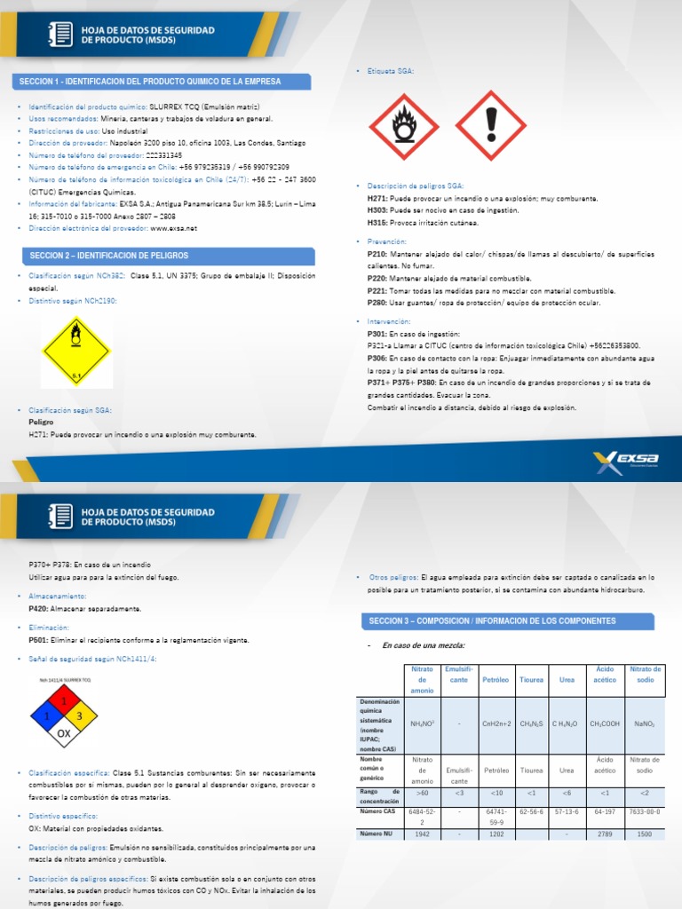 MSDS Emulsion Matriz | PDF | Agua | Contaminación