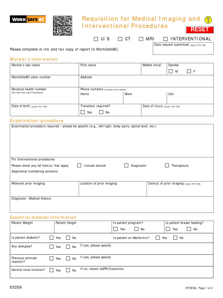 Requisition For Medical Imaging and Interventional Procedures | PDF ...