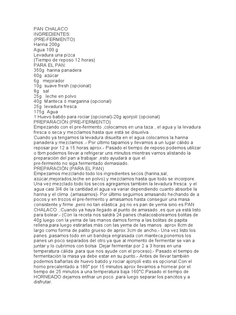 Receta Pan Chalaco | PDF