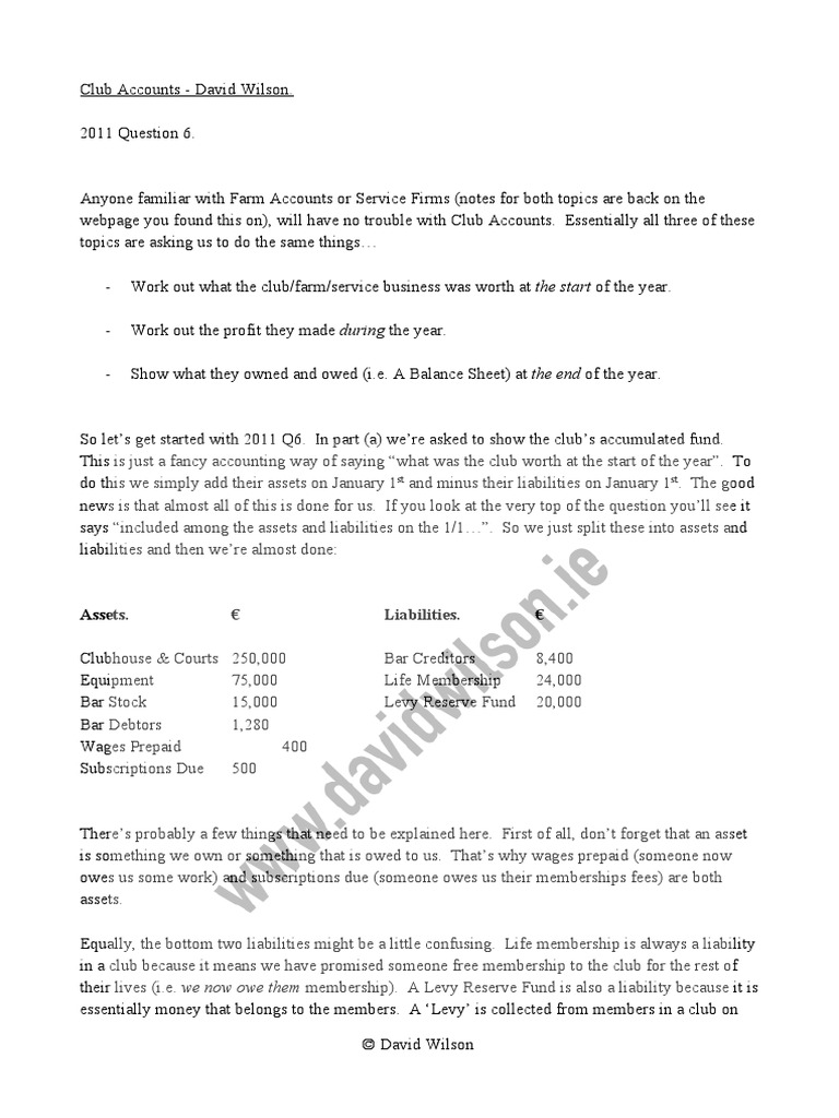 Club Account Notes For Leaving Cert Accounting | PDF | Expense | Debits ...