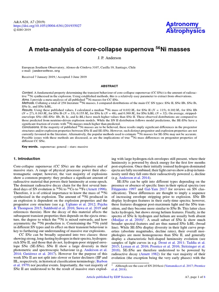 Supernova 56Ni Mass Analysis | PDF | Supernova | Stellar Astronomy