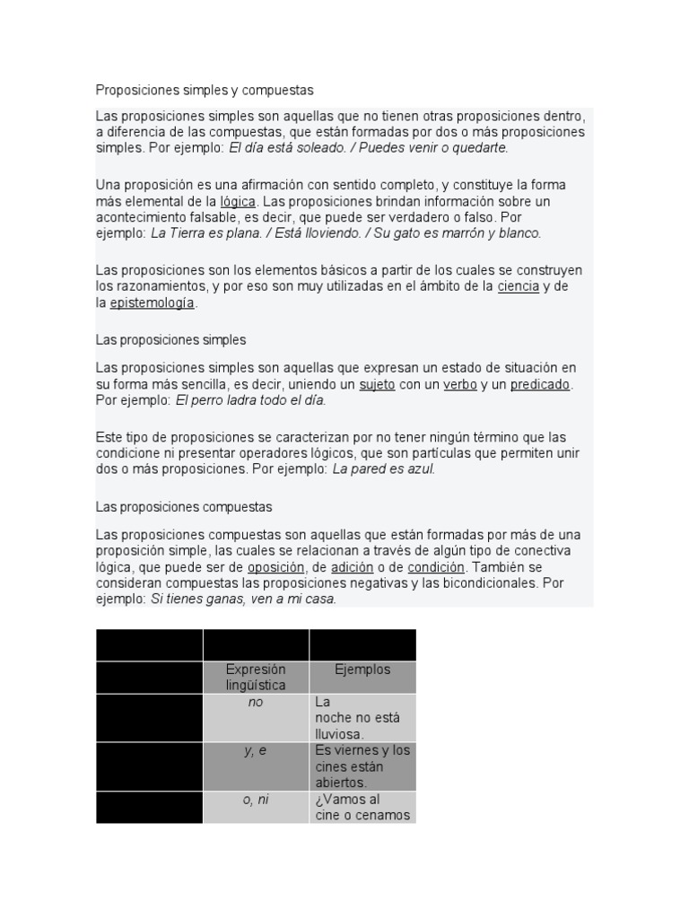 Proposiciones Simples y Compuestas 2do | PDF | Proposición | Lógica