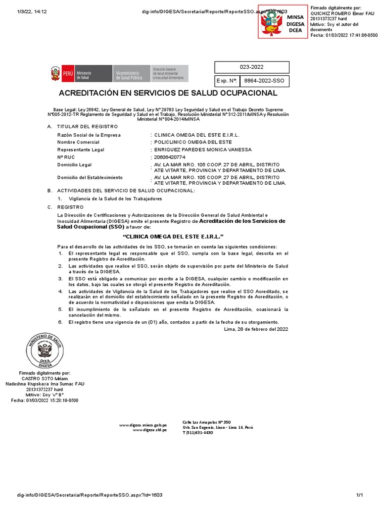 Acreditacion Digesa 2022 | Descargar gratis PDF | Cuidado de la salud ...