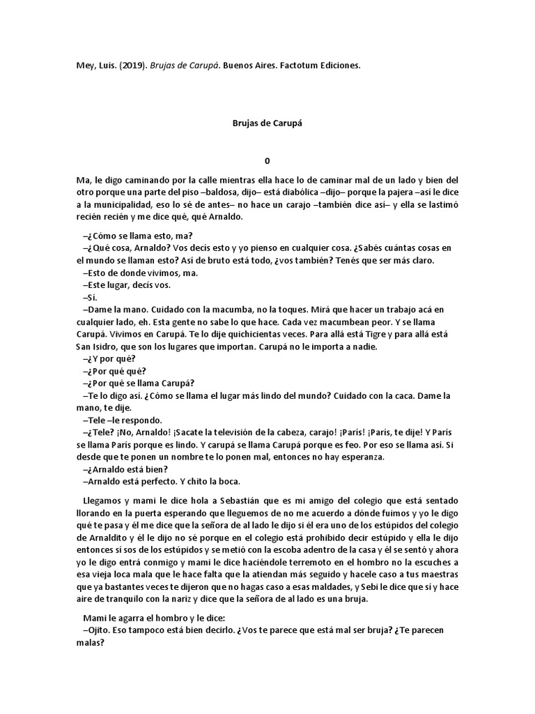 Encuentro 2. Luis Mey (2019) Brujas de Carupá | PDF | Artes del ...