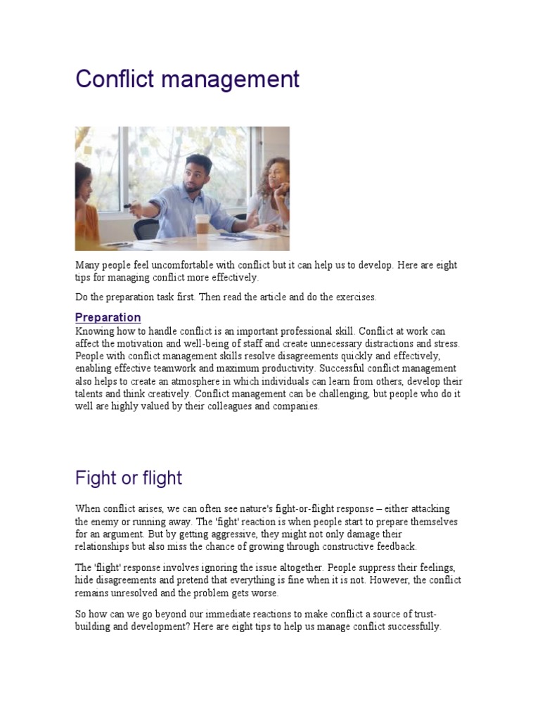 Conflict Management: Fight or Flight | PDF | Fight Or Flight Response ...