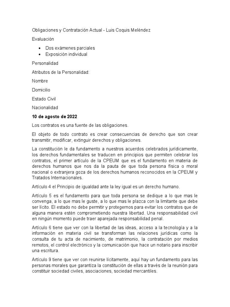 Obligaciones y Contratación Actual - Luis Coquis Meléndez | PDF | Caso ...