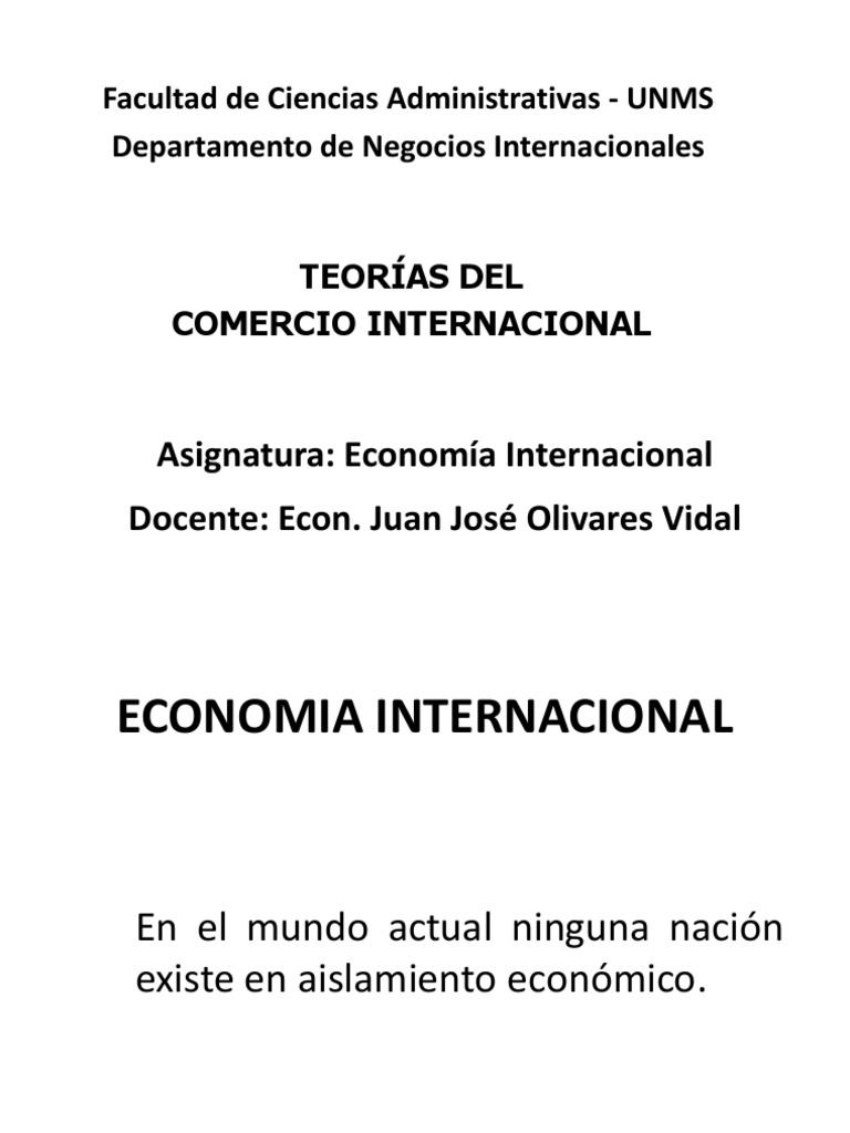 Teorías del Comercio Internacional | PDF | Mercantilismo | Relaciones Internacionales