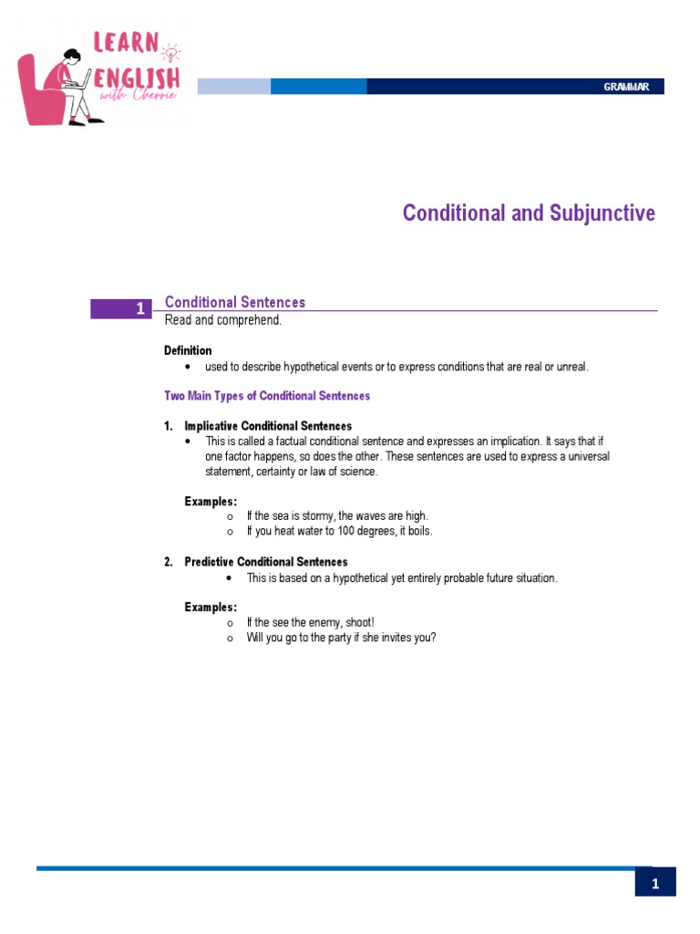 Grammar - Conditional and Subjunctive | PDF | Grammatical Tense | Linguistics