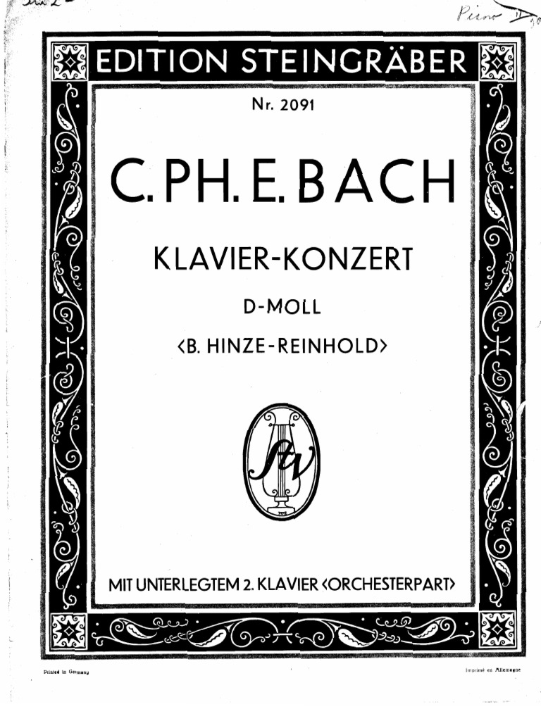 Concierto para Piano y Orquesta Wq. 23 C. Ph. E. Bach. | PDF