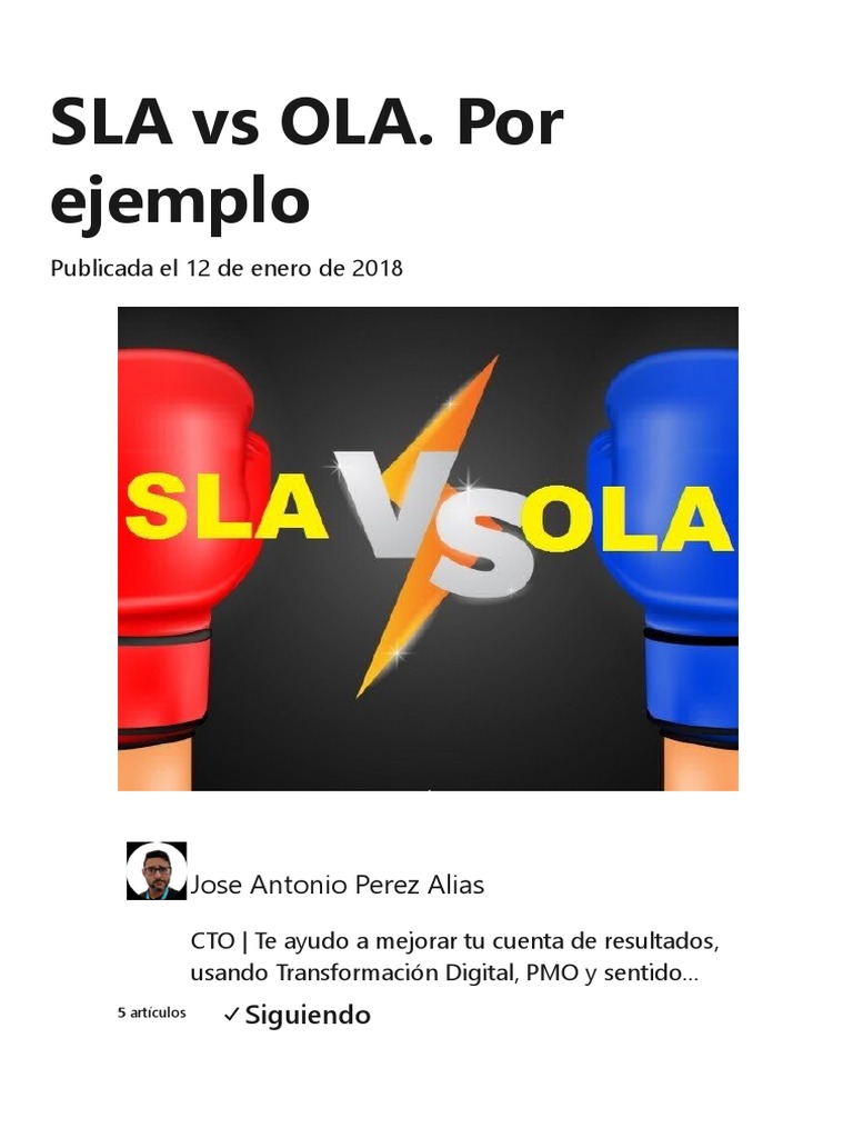 SLA Vs OLA. Por Ejemplo - LinkedIn | PDF | Acuerdo de nivel de servicio ...