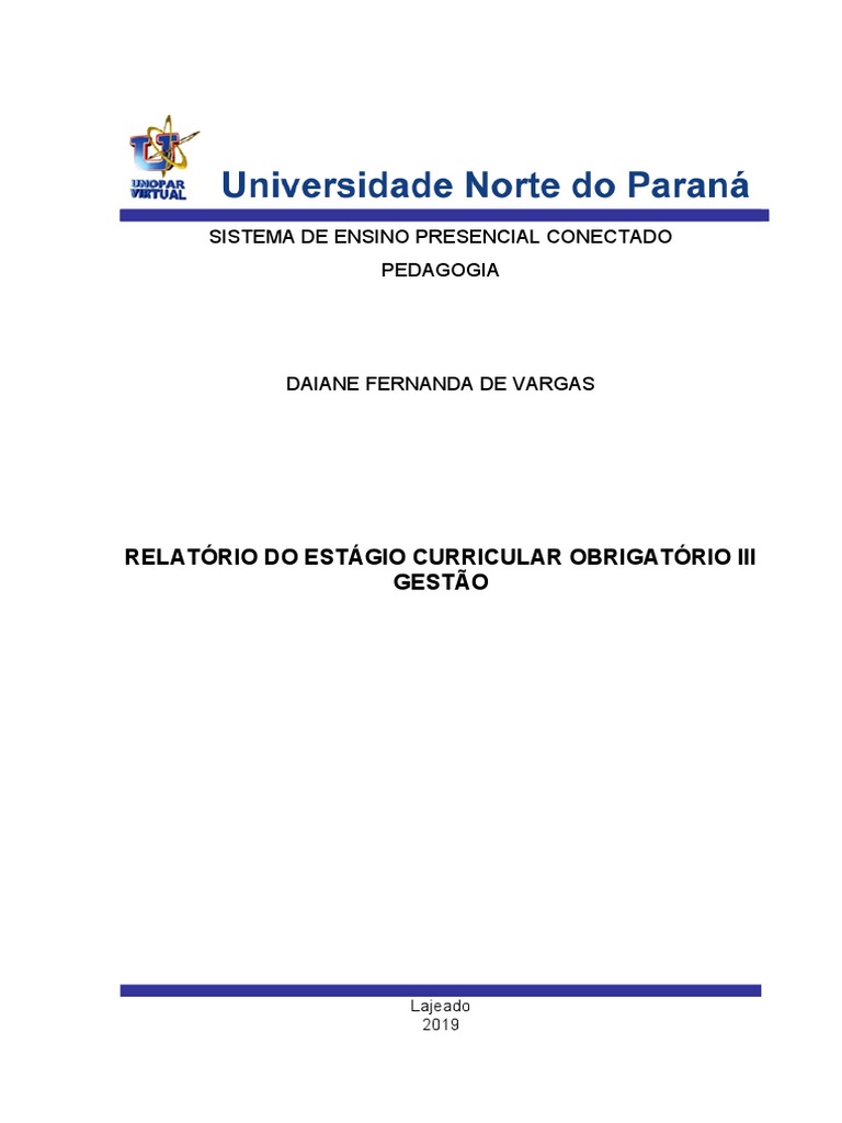 Estágio Gestão Pronto Pdf Pedagogia Aprendizado