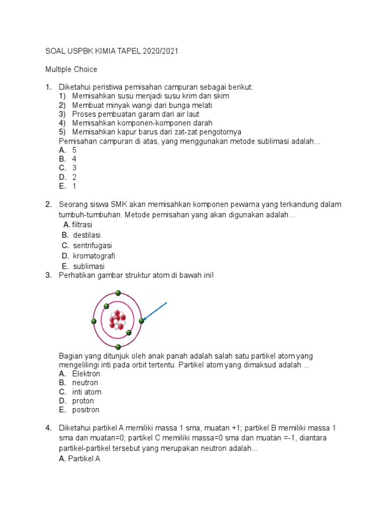 Latihan Soal Uspbk Kimia - 2 | PDF