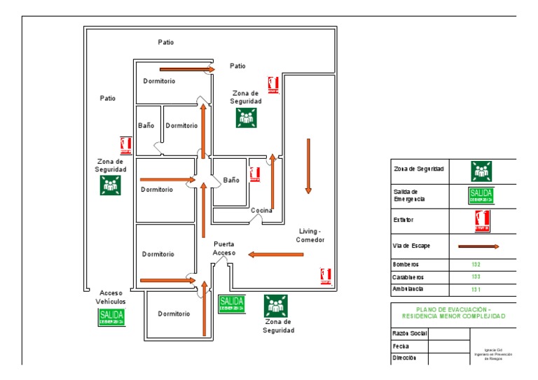 Plano Evacuación Residencia Menor Complejidad | PDF | Servicios de emergencia | Seguridad Pública