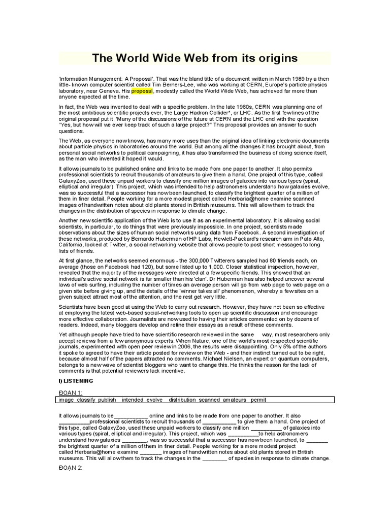 The World Wide Web From Its Origins: I) Listening | PDF | Large Hadron Collider | World Wide Web