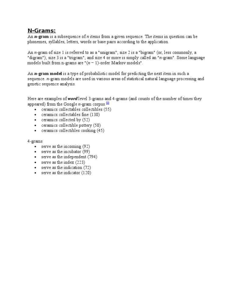 Understanding N-Grams and Their Uses | PDF | Language Arts & Discipline ...