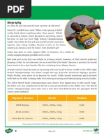UKS2 Usain Bolt Biography Differentiated Reading Comprehension Activity ...