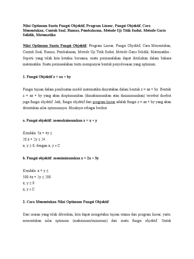 Bahan Ajar Proglin Nilai Optimum | PDF