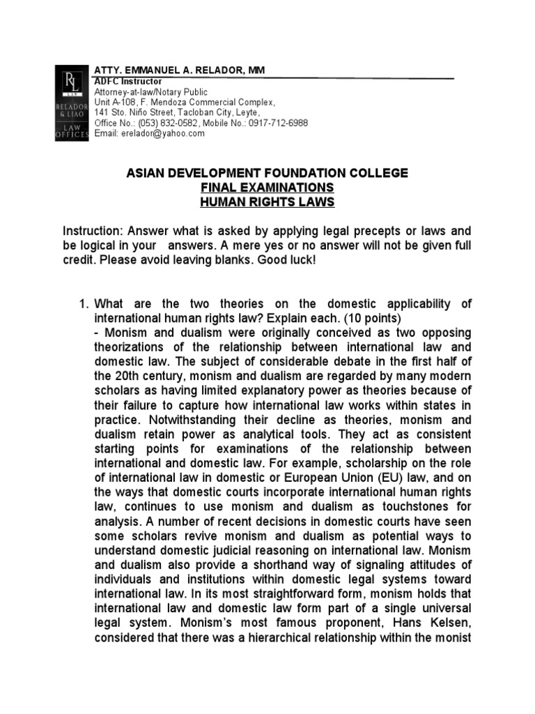 Pecayo, Reygan D. - Final-Examinations-on-Human-Rights-Law - ADFC | PDF ...