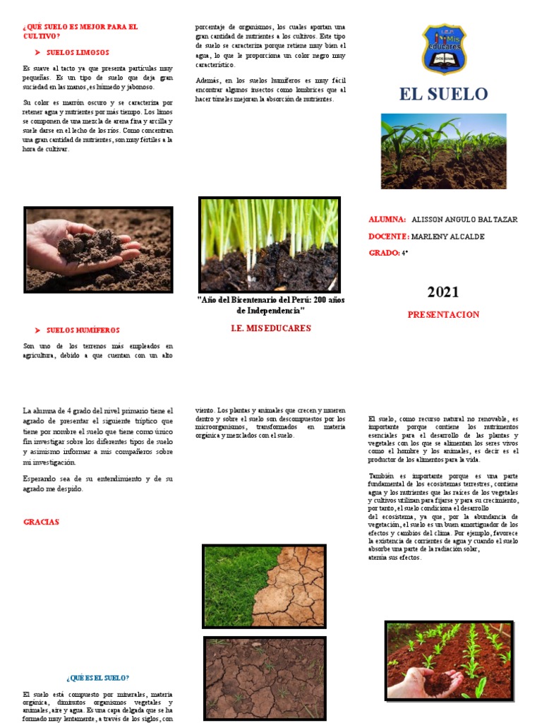 Triptico El Suelo | PDF | Suelo | Agua Triptico El Suelo | PDF | Suelo | Agua