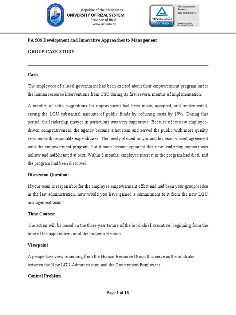 Employee Empowerment in Local Government | PDF | Swot Analysis ...