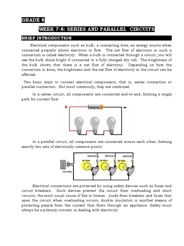 Grade 8 Week 7-8: Series and Parallel Circuits: Brief Introduction | PDF | Series And Parallel ...