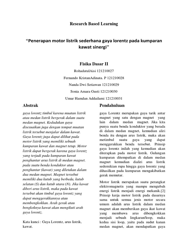 RBL - Kelompok 6 - Gaya Lorentz - TPB20 | PDF | Metode & Bahan Ajar | Sains & Matematika