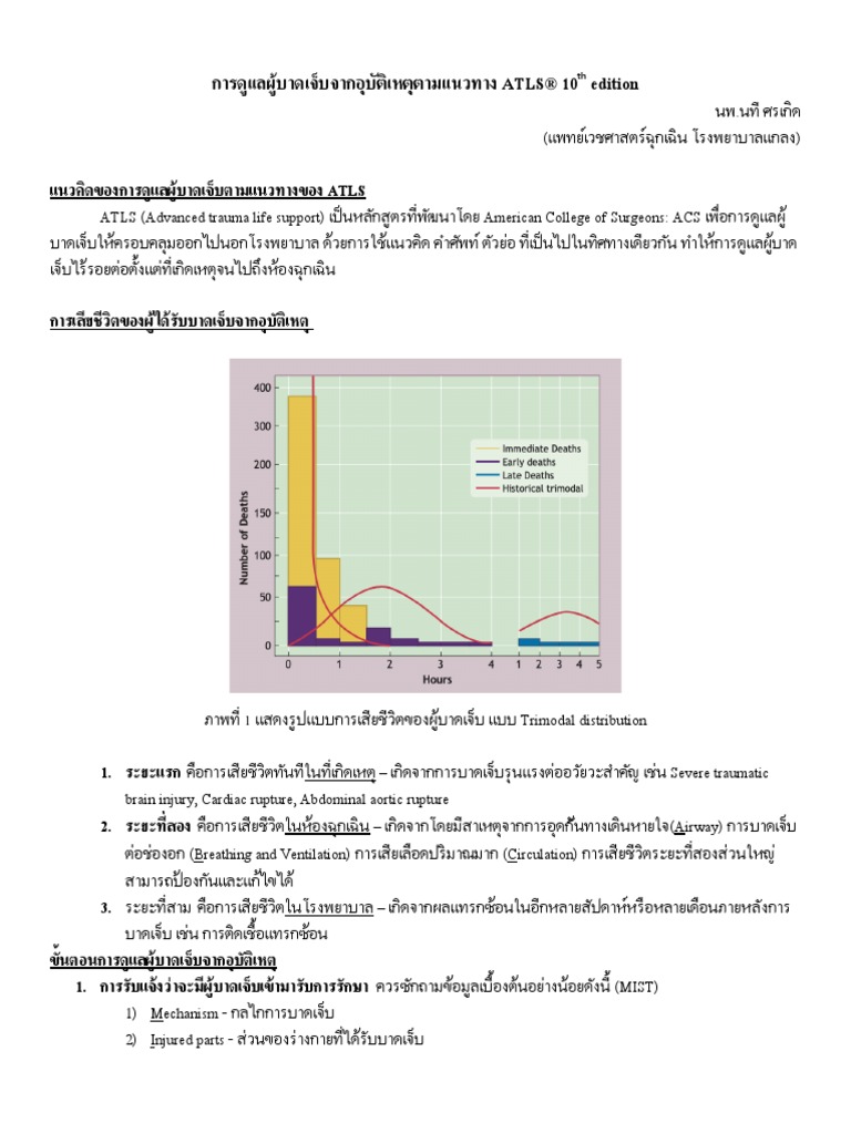การดูแลผู้บาดเจ็บจากอุบัติเหตุตามแนวทาง ATLS® 10 edition | PDF