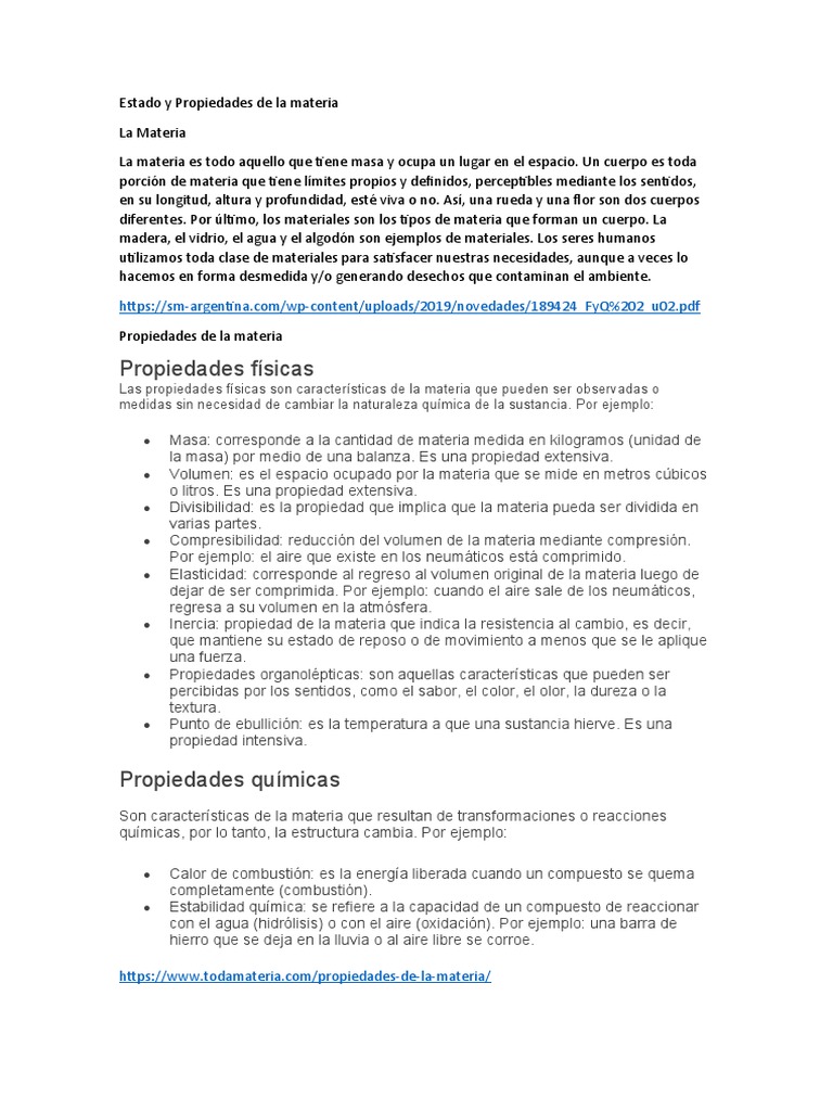 Estado y Propiedades de La Materia | PDF | Importar | Líquidos