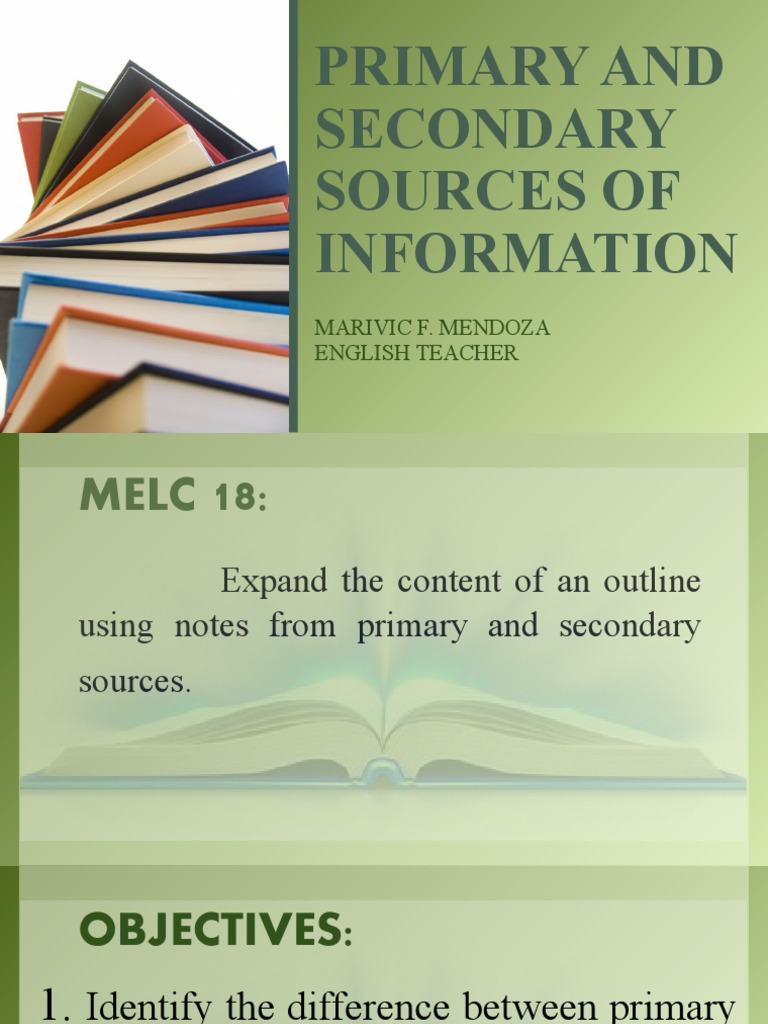Primary and Secondary Sources of Information | PDF | Communication ...