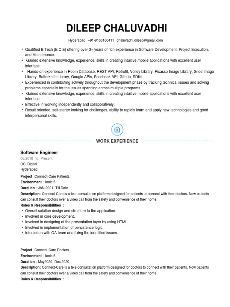 Dileep Resume | PDF | Google Play | Android (Operating System)