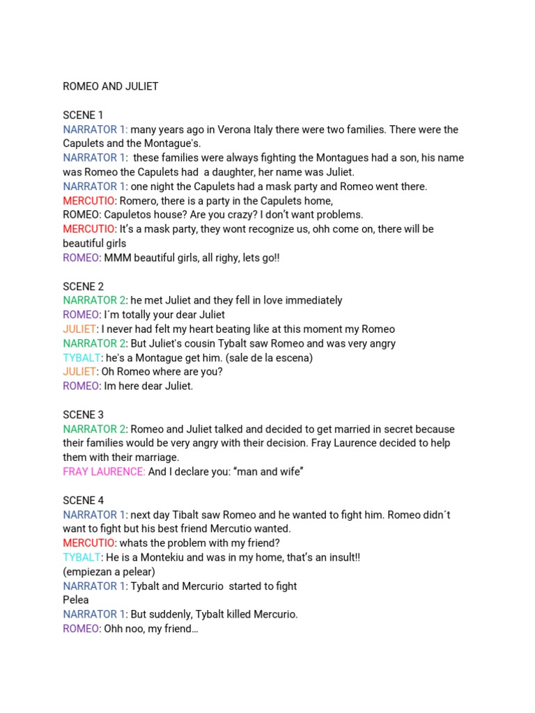 Romeo and Julietplan de Mejoramiento Dos 10º | PDF | Characters In ...