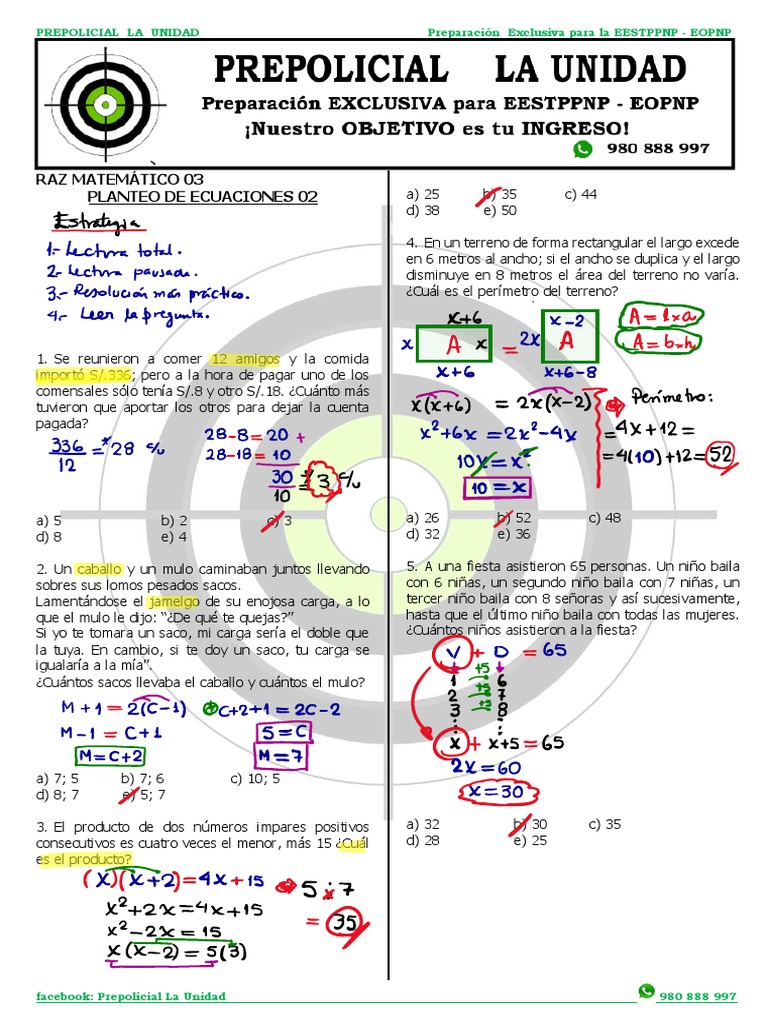 Raz Mat 03 Soluc Planteo de Ecuaciones 02 | PDF