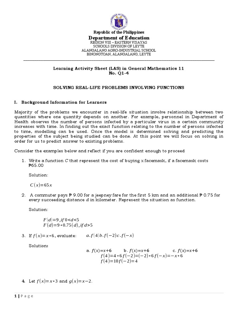 Solving Real-Life Problems Involving Functions | PDF | Fare | Fee