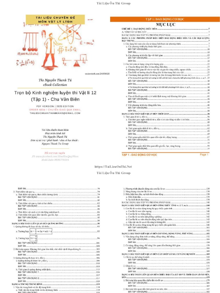(Bản Cũ) Tập 1 - Trọn Bộ Kinh Nghiệm Luyện Thi Vật Lý 12 - Cvb | PDF