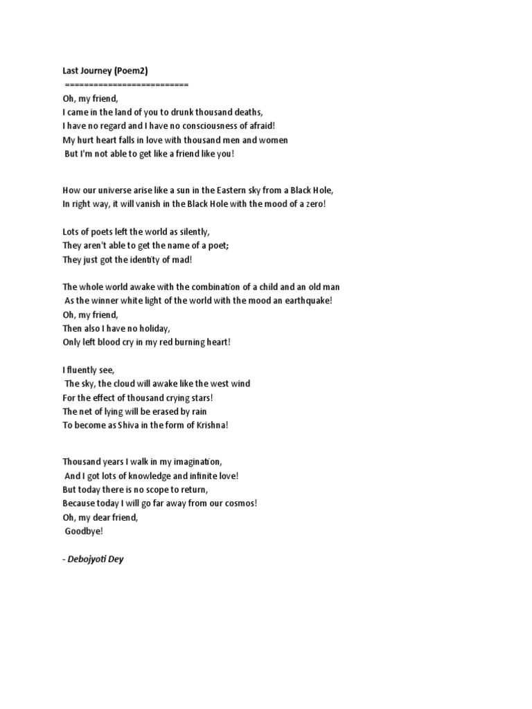 Last Journey (Poem2) : - Debojyoti Dey | PDF