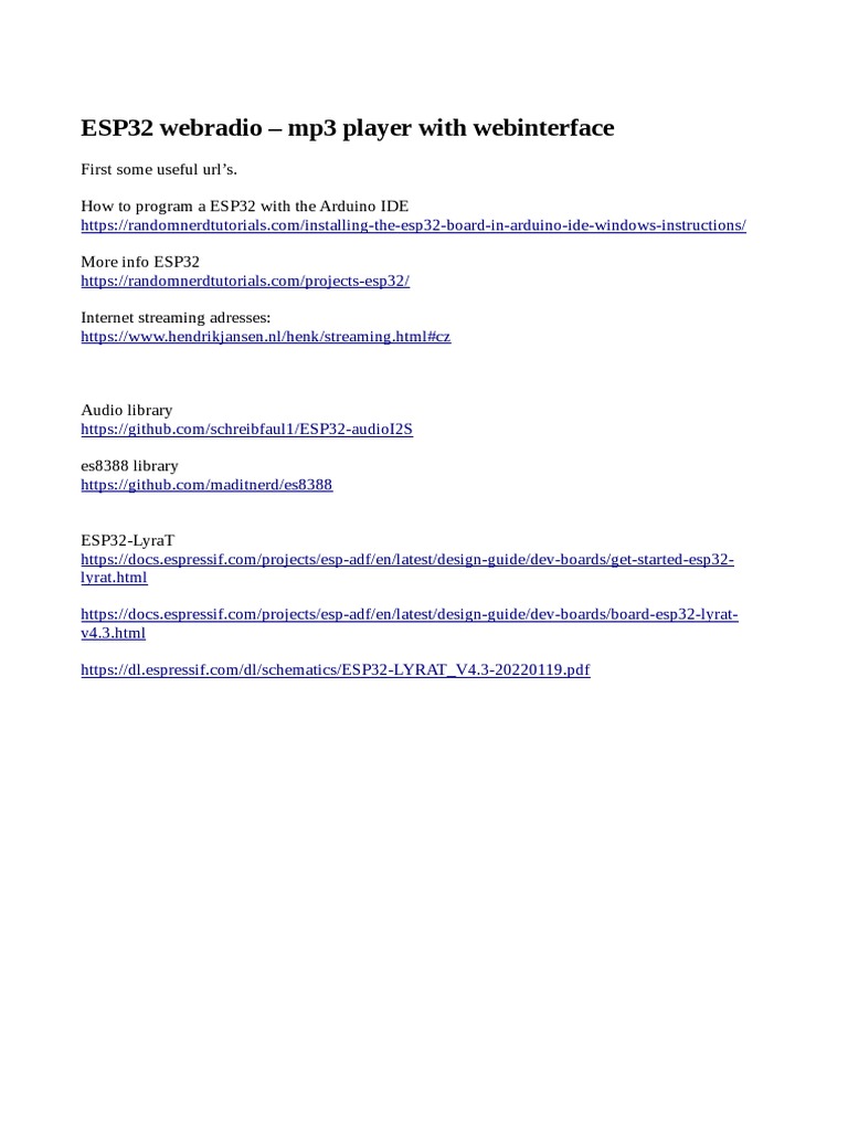 ESP32 Webradio ESP32 LyraT (En) | PDF | Computer File | Wi Fi