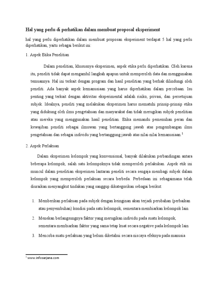 Hal Yang Perlu Di Perhatikan Dalam Membuat Proposal Eksperiment | PDF Hal Yang Perlu Di Perhatikan Dalam Membuat Proposal Eksperiment | PDF