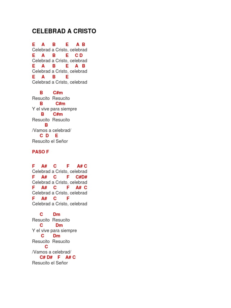 Acordes y letra de "Celebrad a Cristo" | PDF | Cristo (título ...