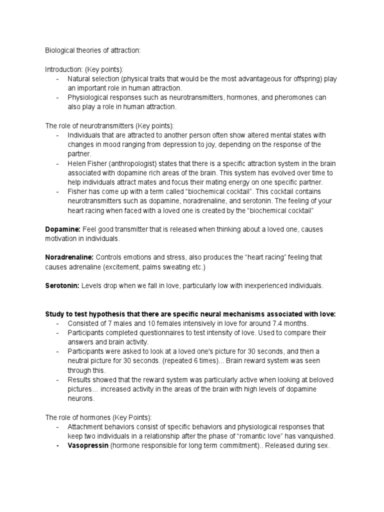 Biological Theories of Attraction Explained | PDF | Love | Cognitive ...