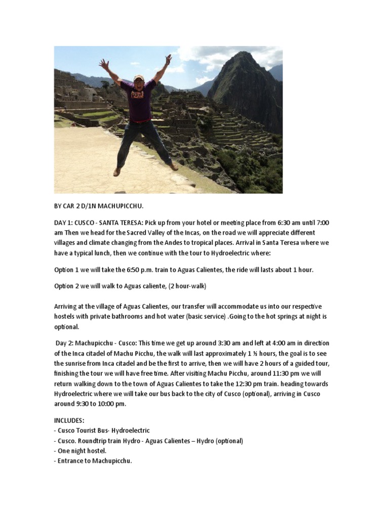 Machupicchu BY CAR 2 D | PDF | Social Science | Travel