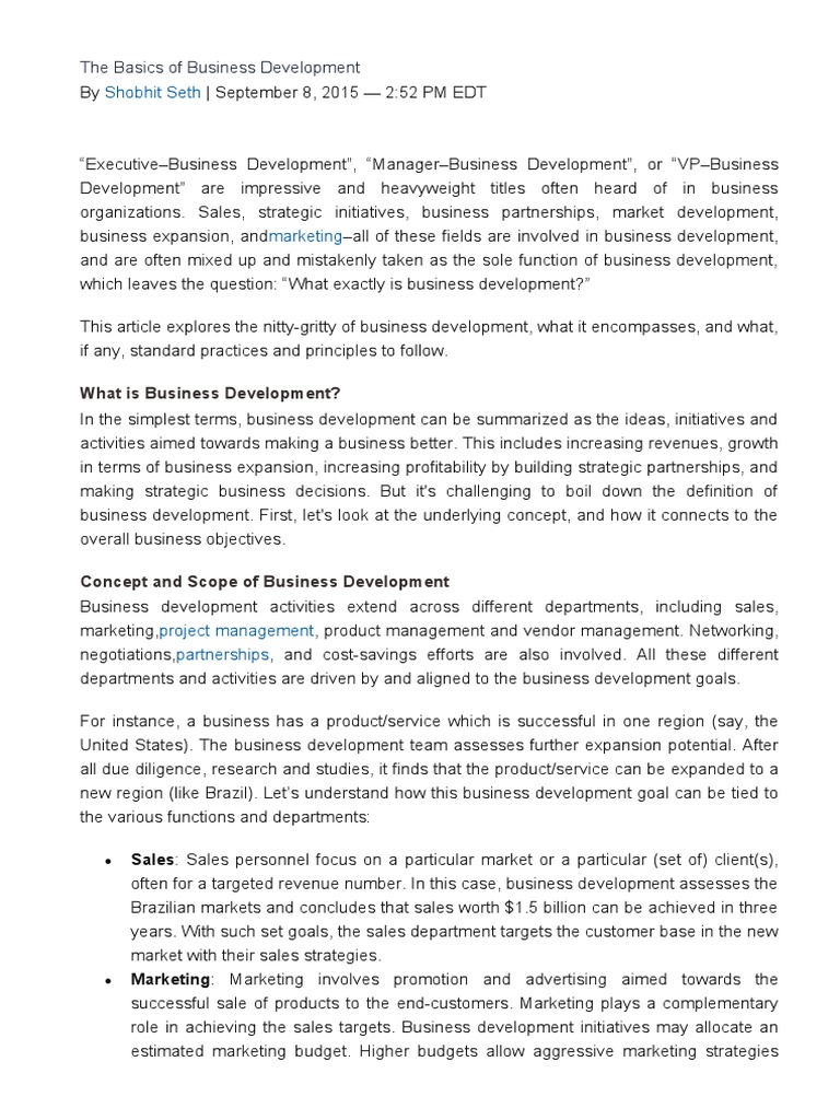 The Basics of Business Development | PDF | Sales | Marketing