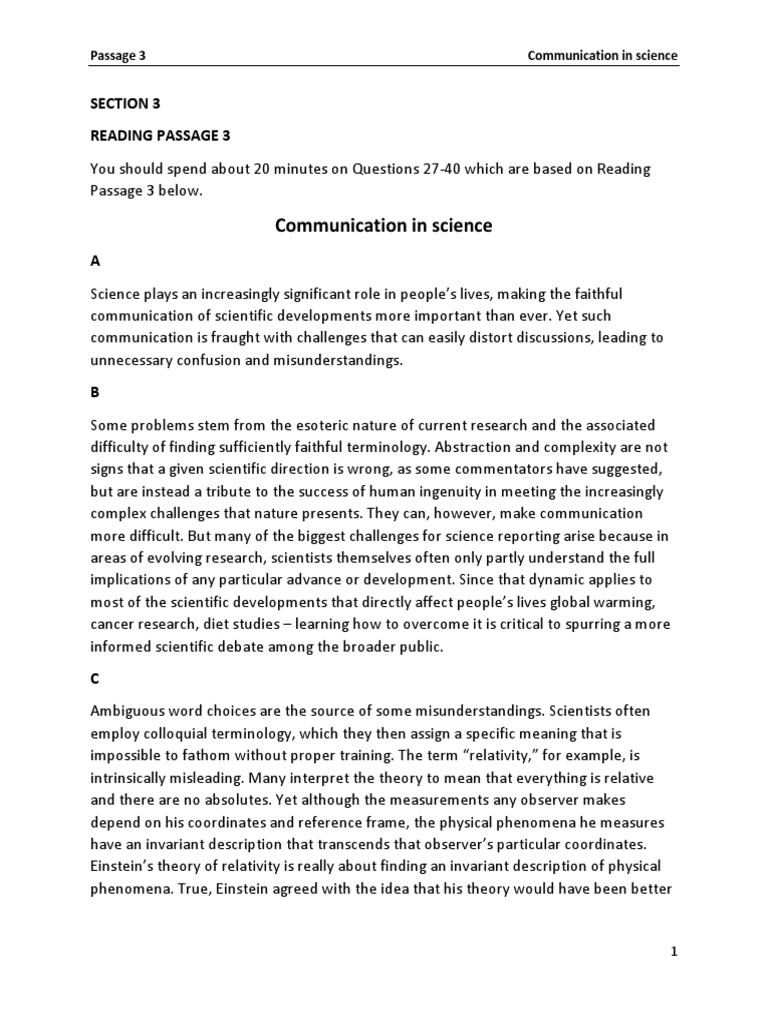 11 Passage 3 - Communication in Science Q27-40 | Download Free PDF ...
