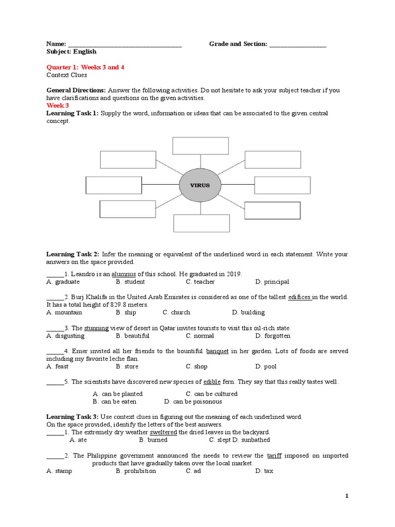 Answer Sheet Week 1-2 | PDF