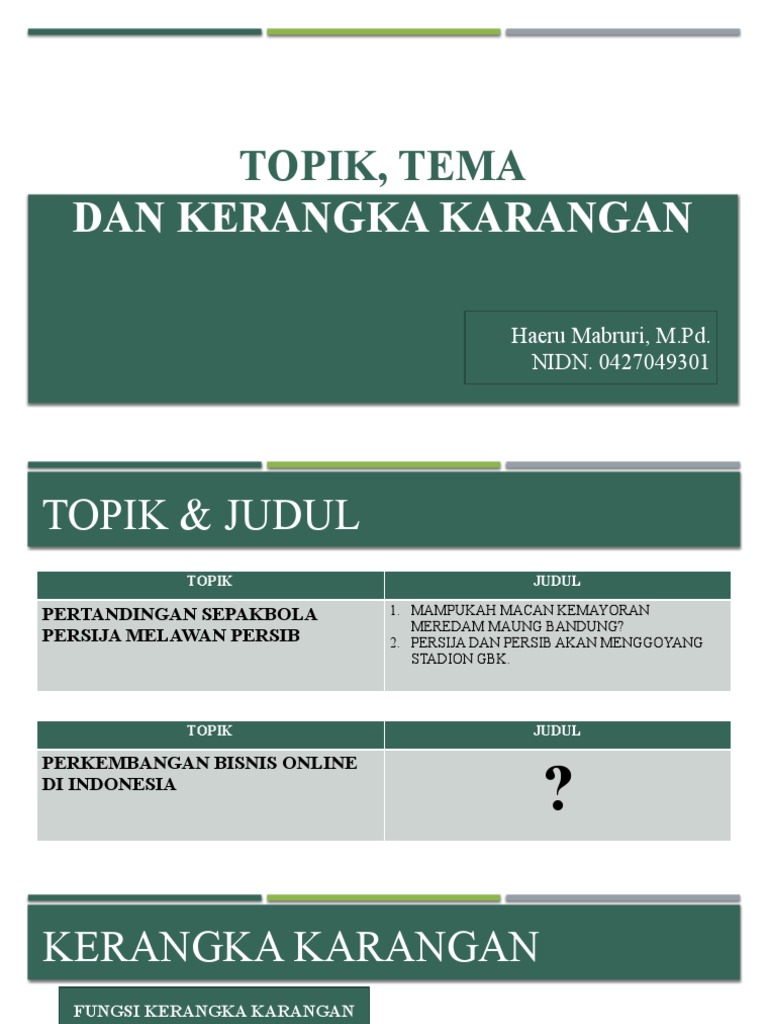 Topik, Tema Dan Kerangka Karangan | PDF