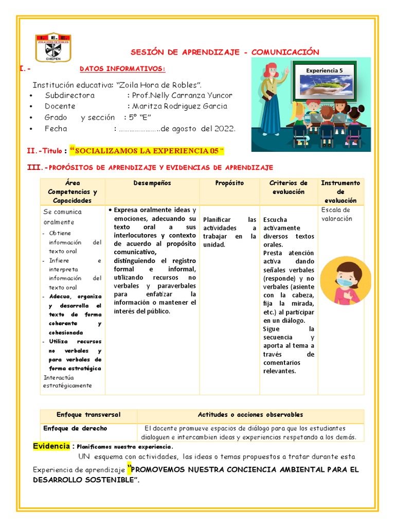 01 Com Socializamos La Experiencia Pdf Aprendizaje Evaluación